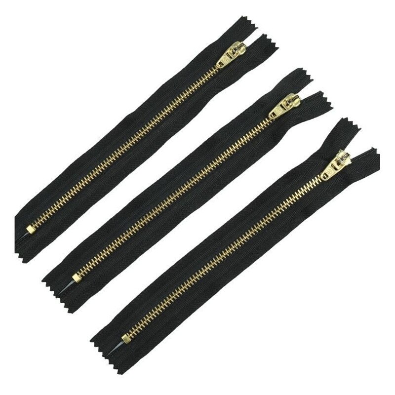 5 black jeans metal copper teeth zipper pants plac... – Grandado