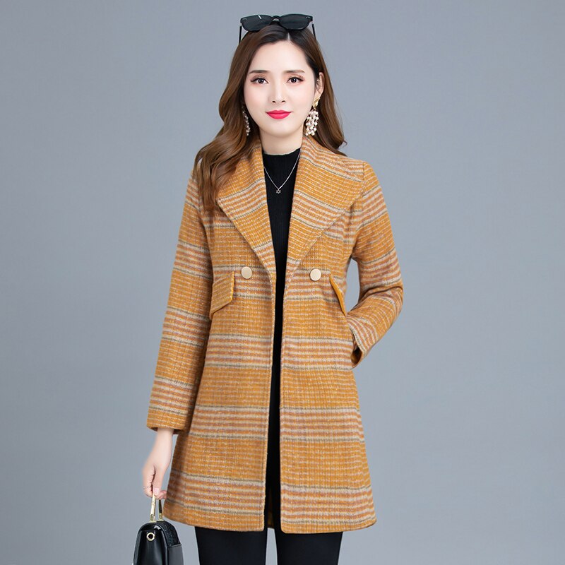 2022 spring autumn plaid women woolen coats ladies... – Grandado