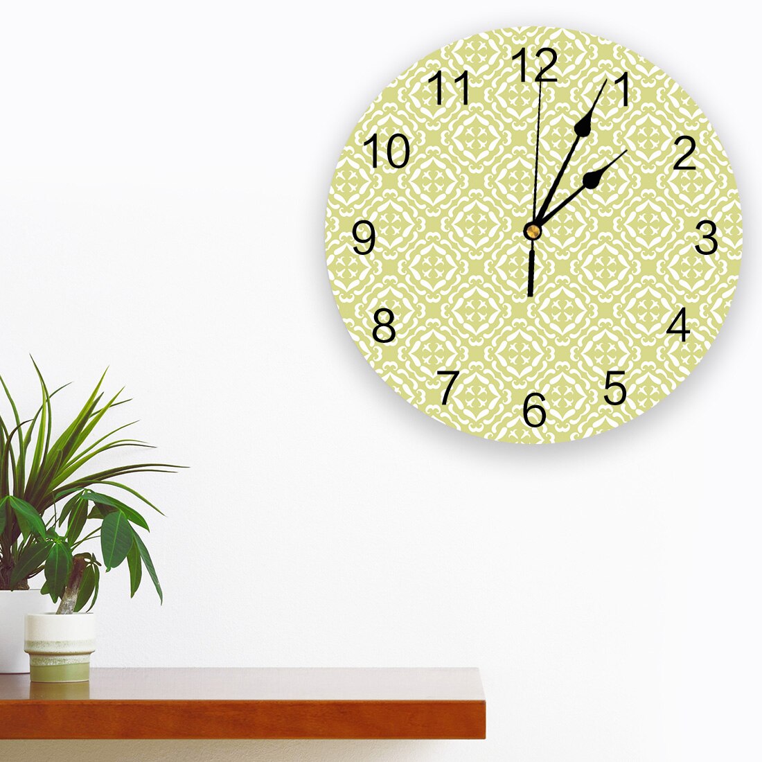 Green Texture Pattern Wallpaper PVC Wall Clock Hom... – Grandado