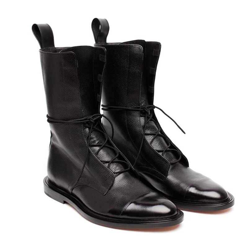 Botas negras de invierno para motocicleta a media ... – Vicedeal