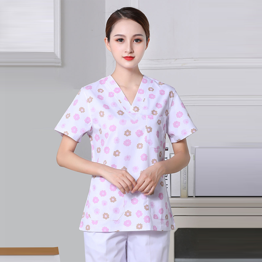 Print Short Sleeves Uniform Unisex Spa Uniform Bea... – Grandado