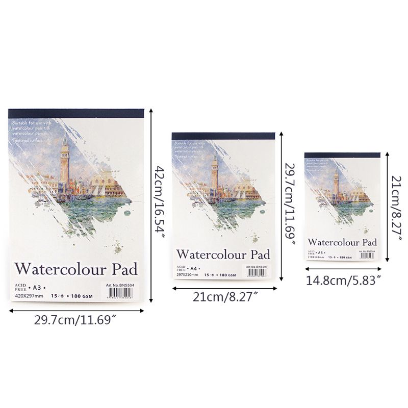 15 Vellen A3/A4/A5 Aquarel Papier Schets Boek Note... – Grandado