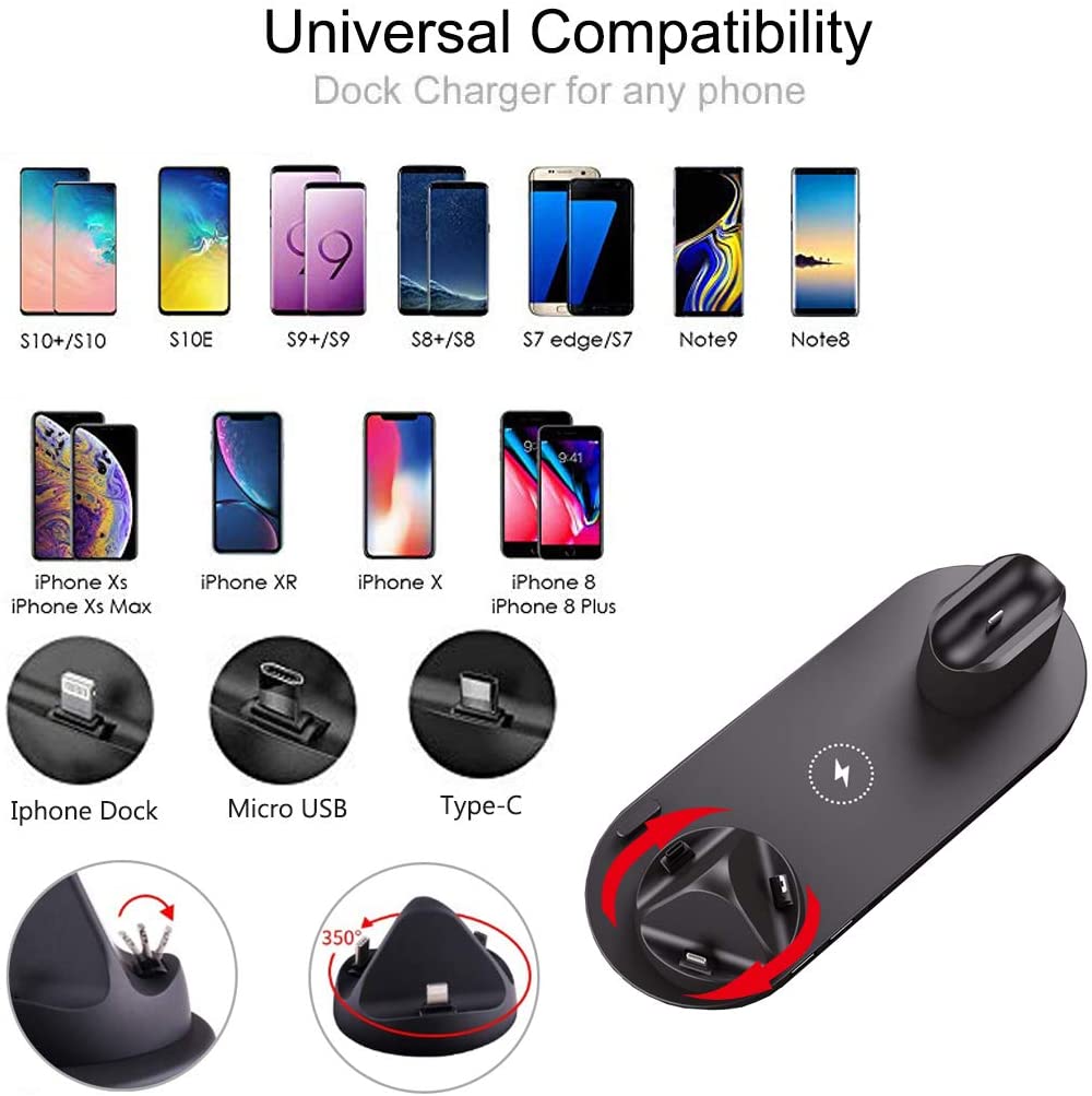 6 in 1 Wireless Charger Station Portable Qi Fast C... – Grandado