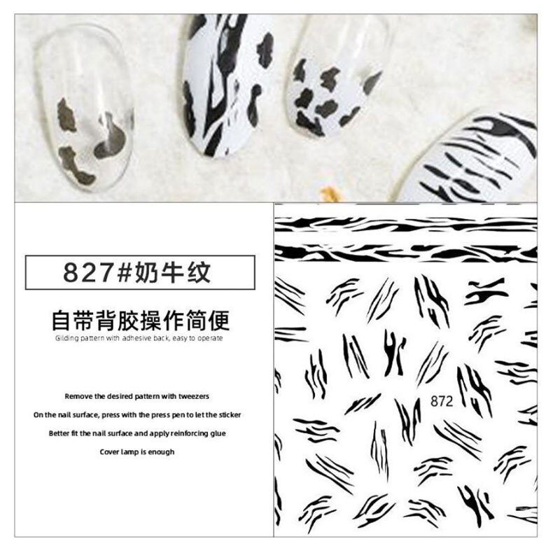 White black cow sticker for nail art decoration gi... – Vicedeal