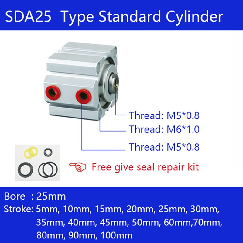 SDA25x25, 25 Mm Boring Compact Air Cilinders Dubbe... – Vicedeal