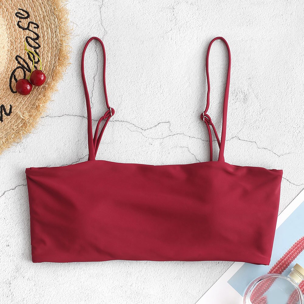 ZAFUL Red Wine Boning Side Plain Cami Bikini Top F... – Grandado