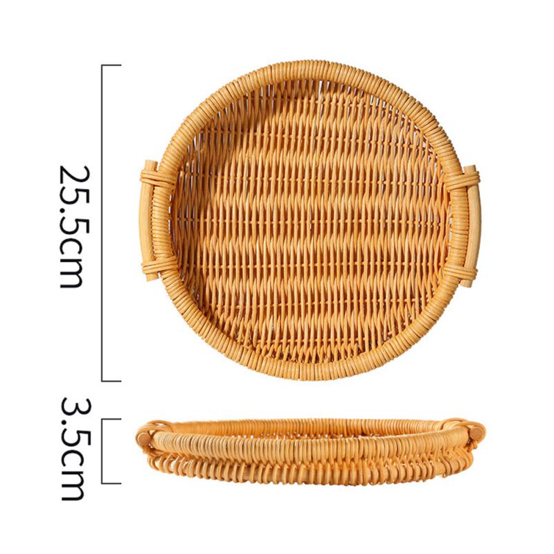 Hand Woven Handmade Rattan Storage Tray Round Bask... – Vicedeal