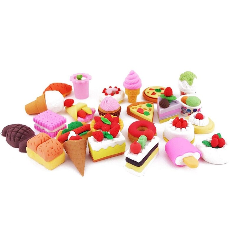 25PCS Pencil Erasers Assorted Food Cake Dessert Pu... – Grandado