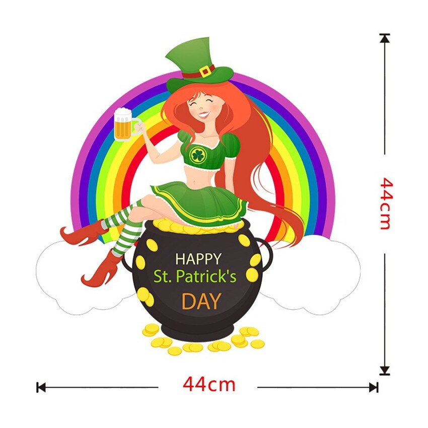 Rainbow beer girl clover Wall sticker for Irish Da... – Grandado