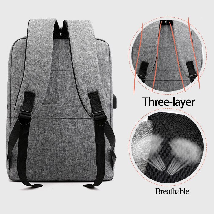 Simple men's stereo backpack USB charging breathab... – Grandado
