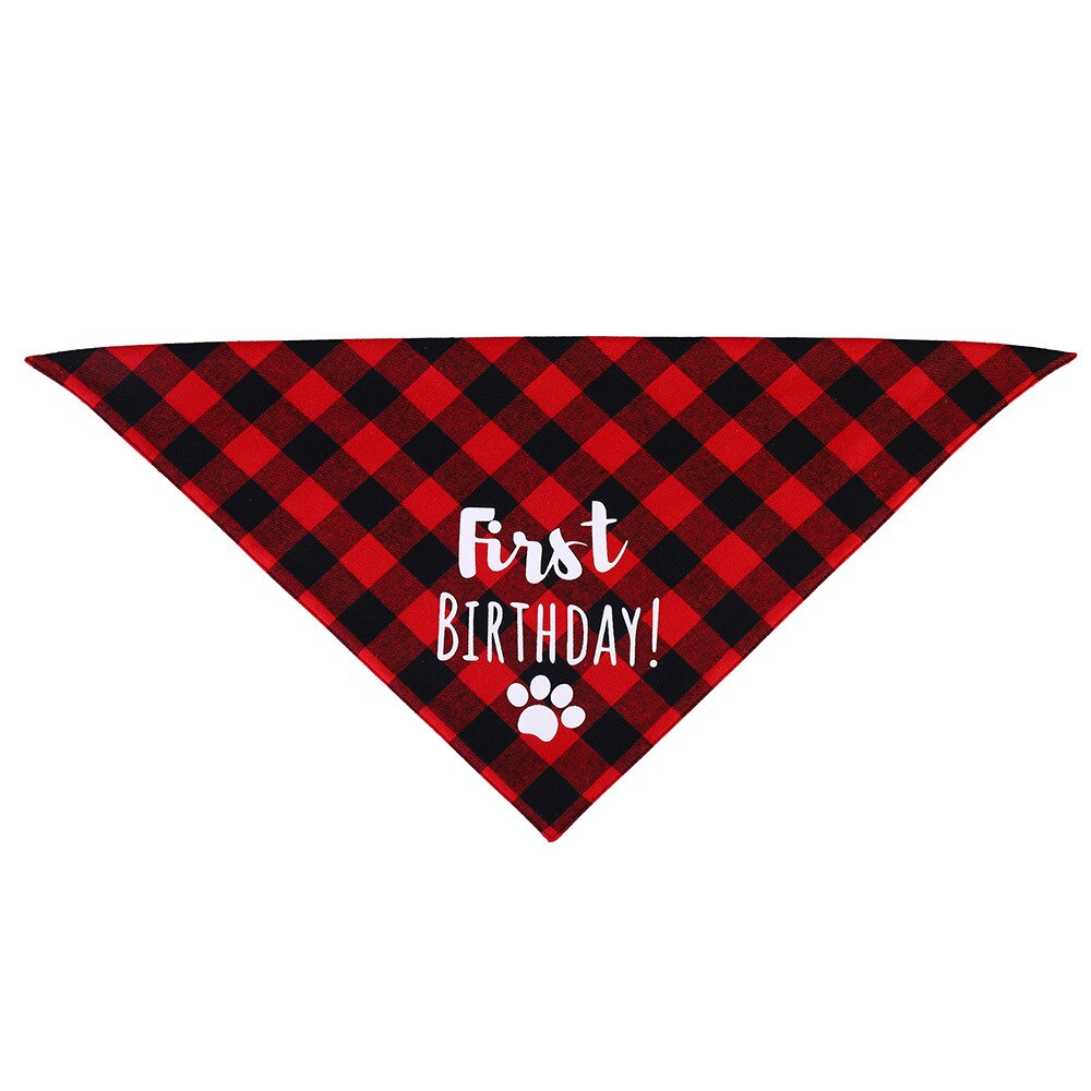 Dog First Birthday Bandana Plaid Dog Bibs Reversib... – Vicedeal