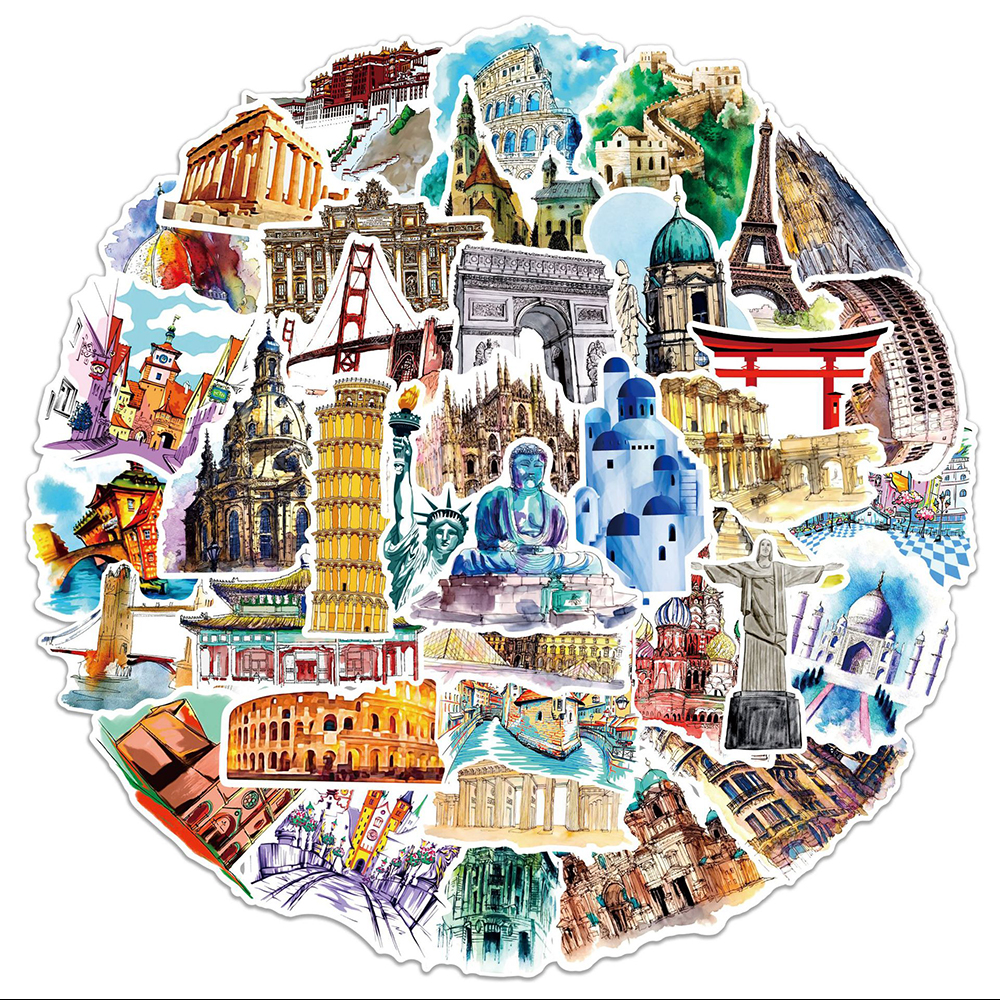 10/30/50Pcs Wereldberoemde Building Stickers Esthe... – Grandado