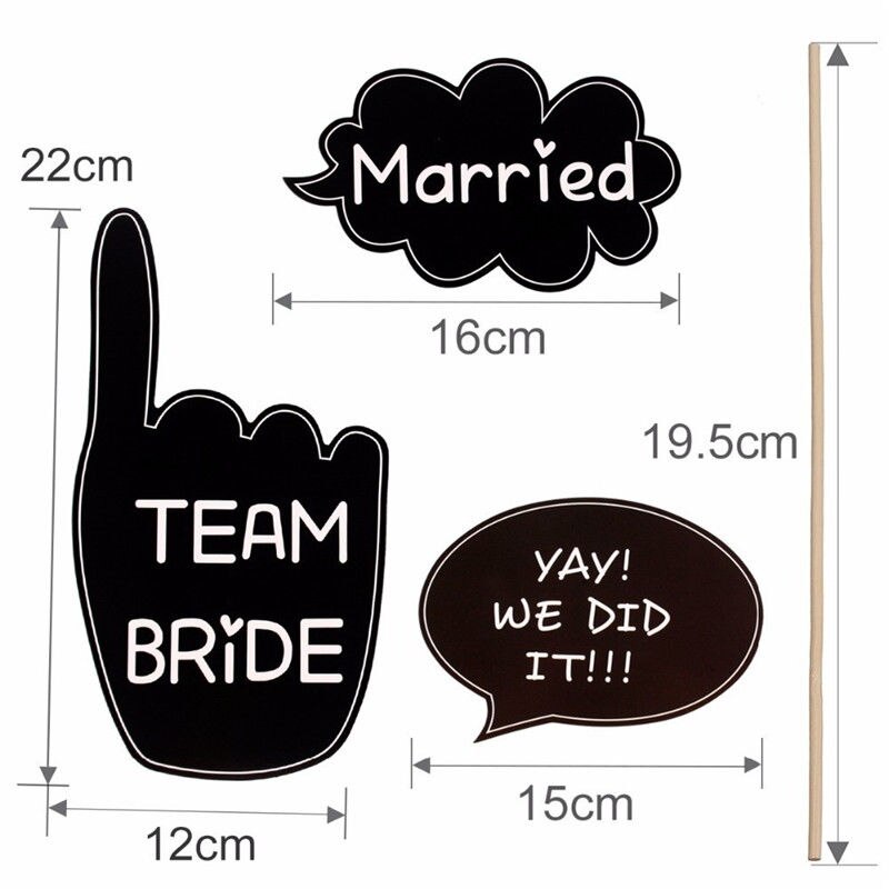 16pcs/set Just Married Photo Booth Team Bride Groo... – Grandado