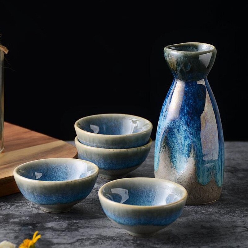 5Pcs Retro Japanese Sake Set Ceramic Flagon Liquor... – Vicedeal