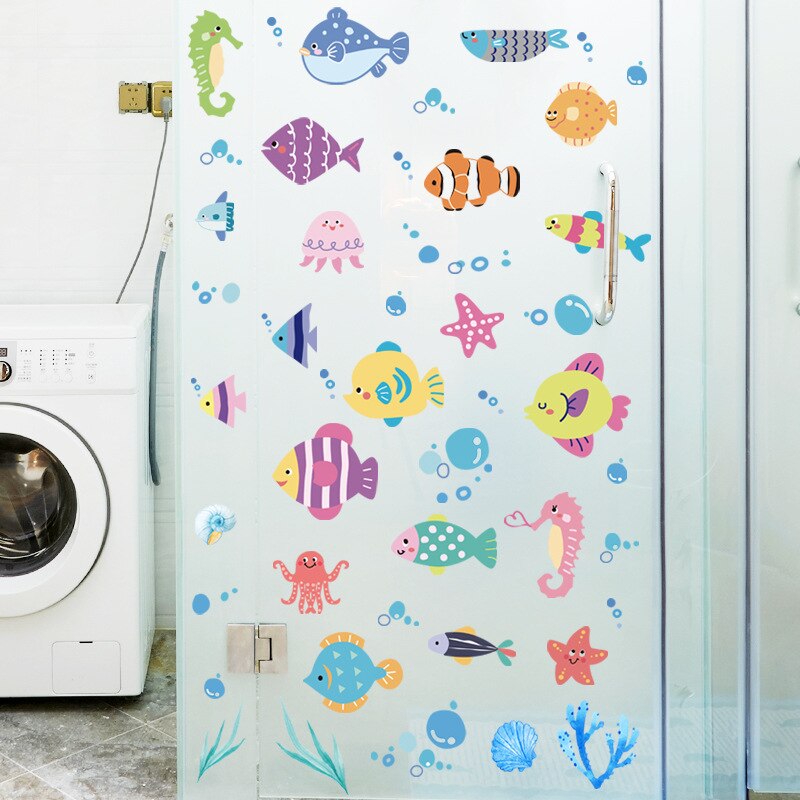 Cartoon Ocean Fish Muursticker Voor Badkamer Kinde... – Vicedeal