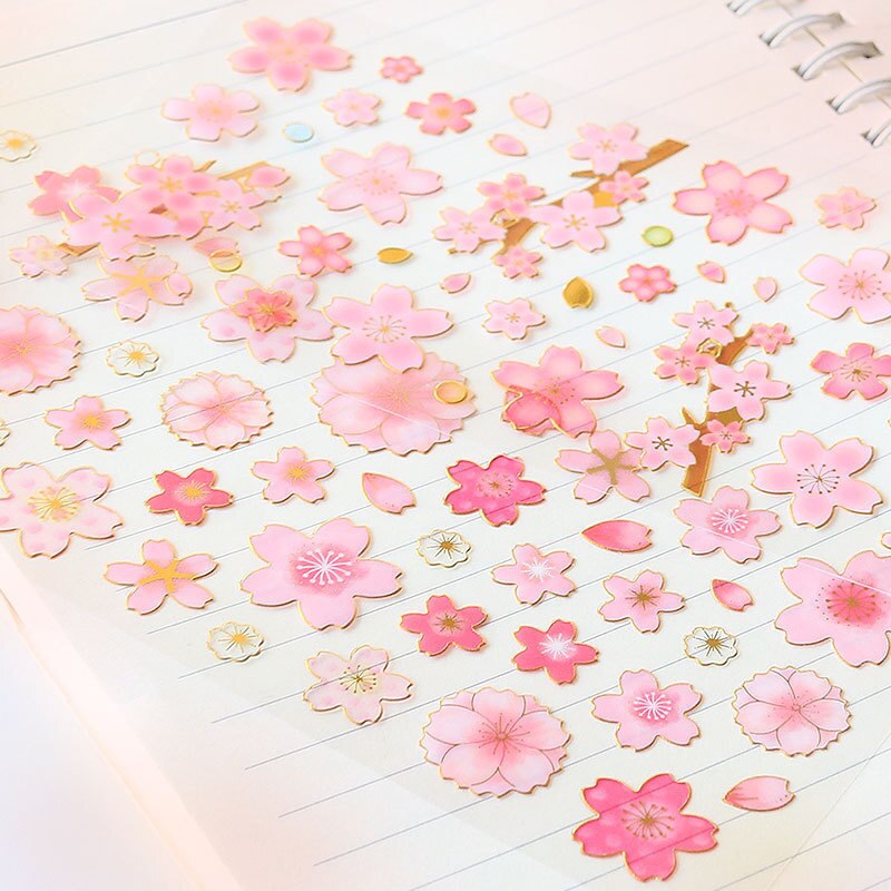 Japan Gilding Sakura Flowers Decorative Stickers A... – Grandado