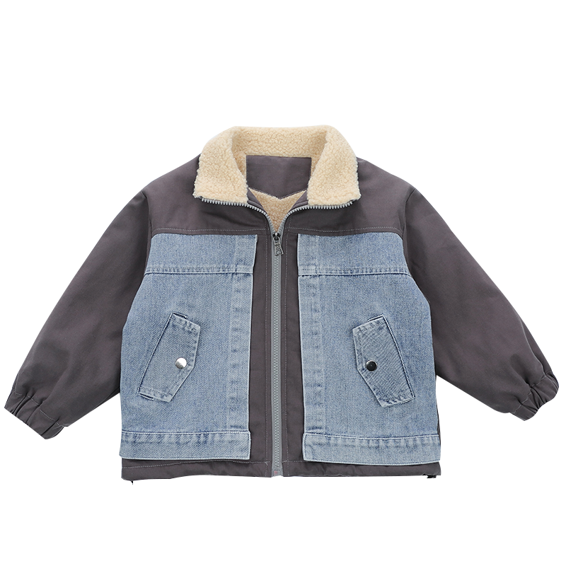 Baby boys winter coat Denim stitching thickening w... – Grandado