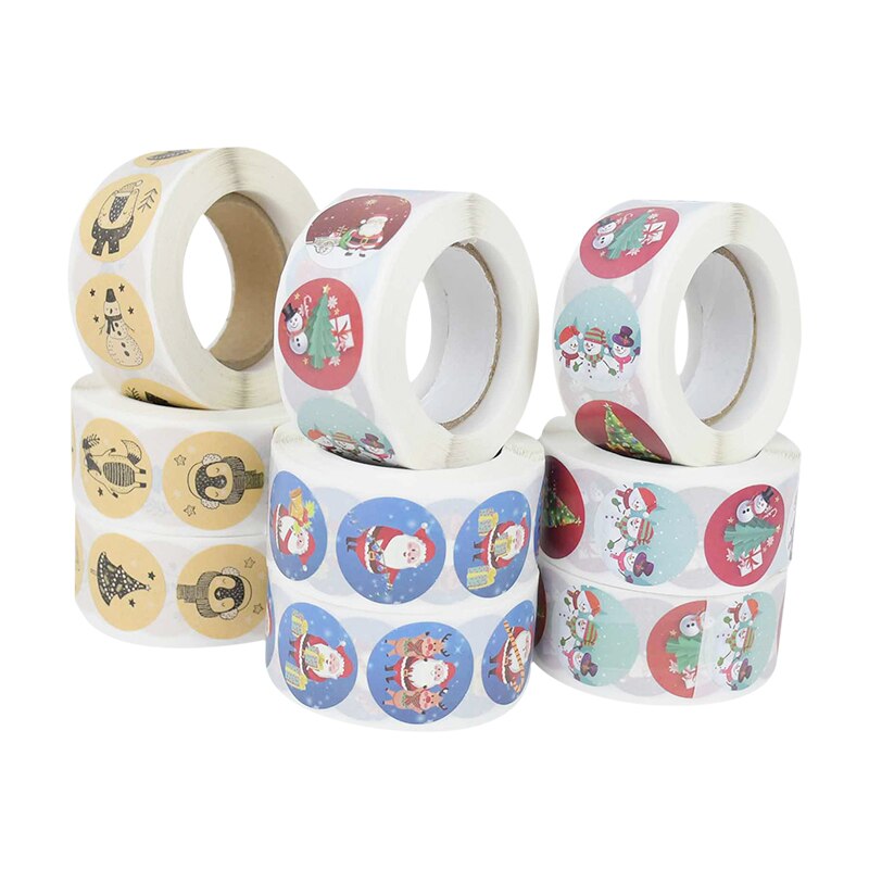 500 st jul tecknad jultomten rund klistermärke god... – Vicedeal