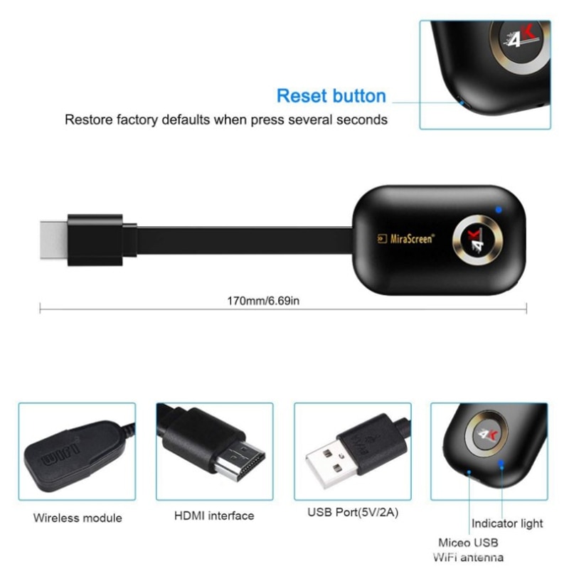 TRUMSOON Mirascreen TV Stick HDMI Dongle EZcast 4K... – Grandado