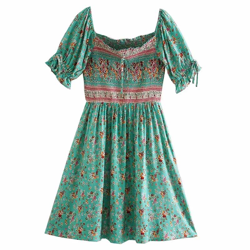 Boho Inspired turquoise boho beach dress cotton sq... – Grandado