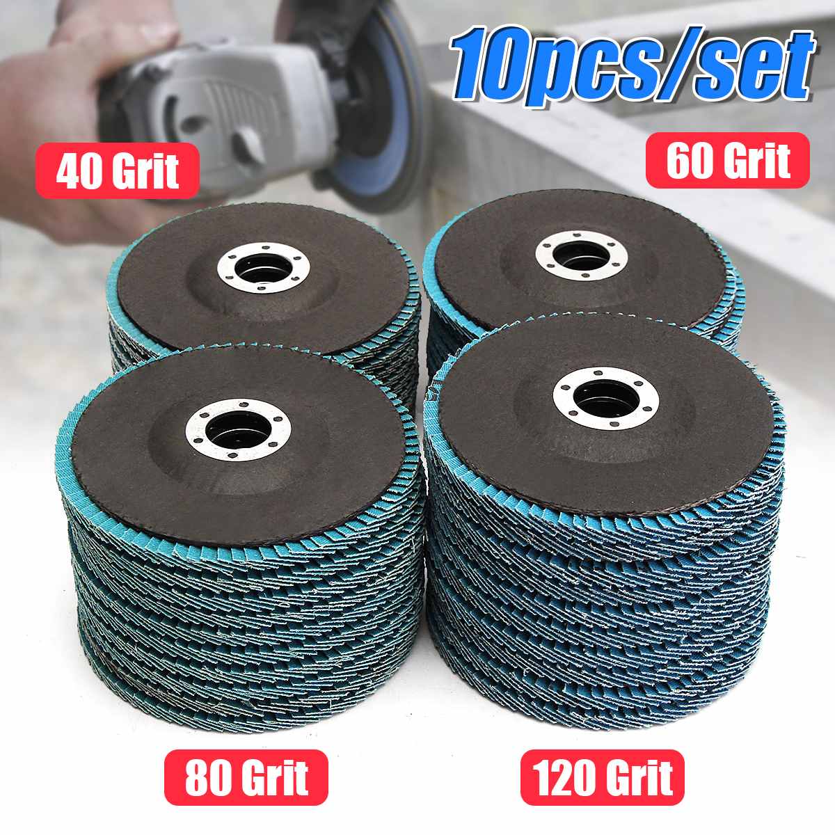 10Pcs 5" Grit Zirconia Zirconium Flap Disc 40/60/8... – Grandado