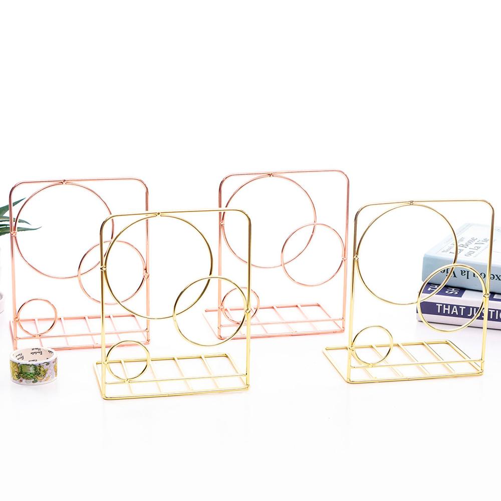 2pcs Round Circle Metal Desktop Bookends Book Ends... – Grandado
