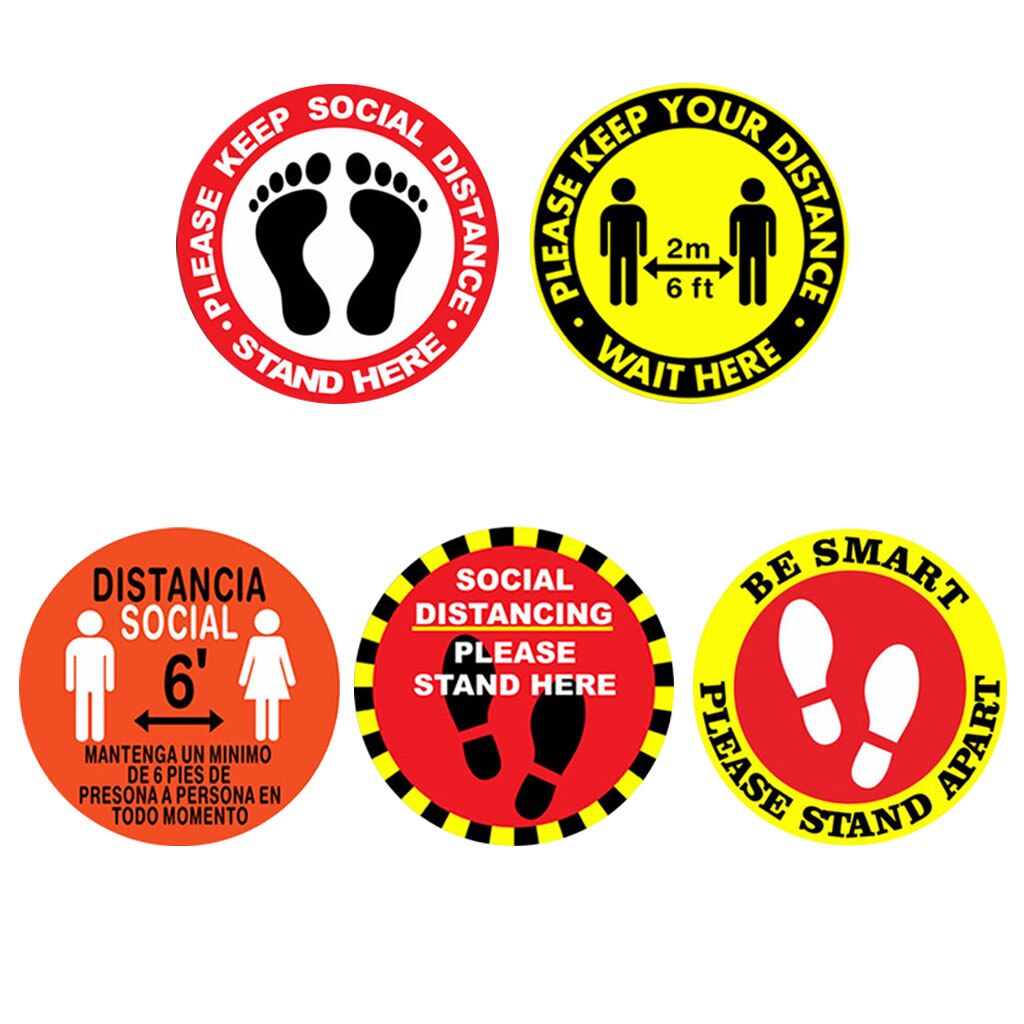 5x Social Distancing Floor Decals Safety Floor Sig... – Grandado