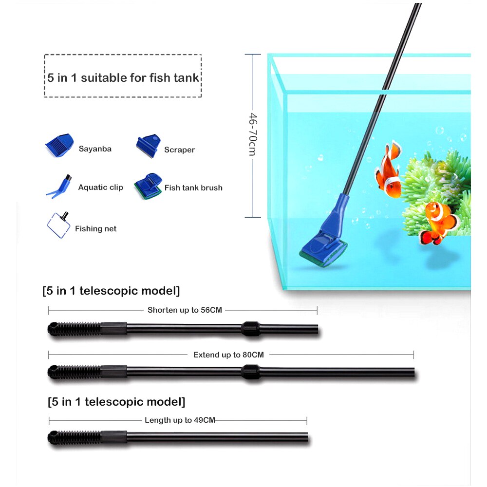 5In1 Aquarium Cleaning Tools Set Fish Tank Net Gra... – Grandado
