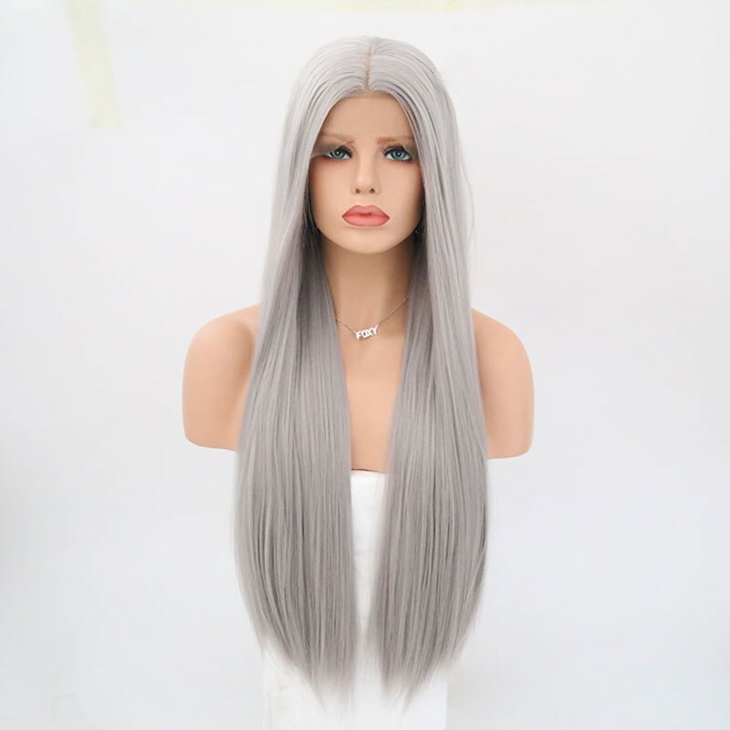Bombshell Grey Synthetic Hair Lace Front Wig Gluel... – Vicedeal