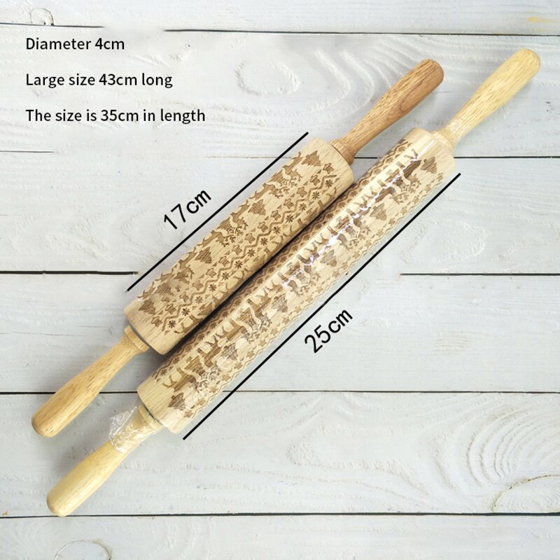 Keuken Houten Deegroller Kerst Embossing Rolling P... – Vicedeal
