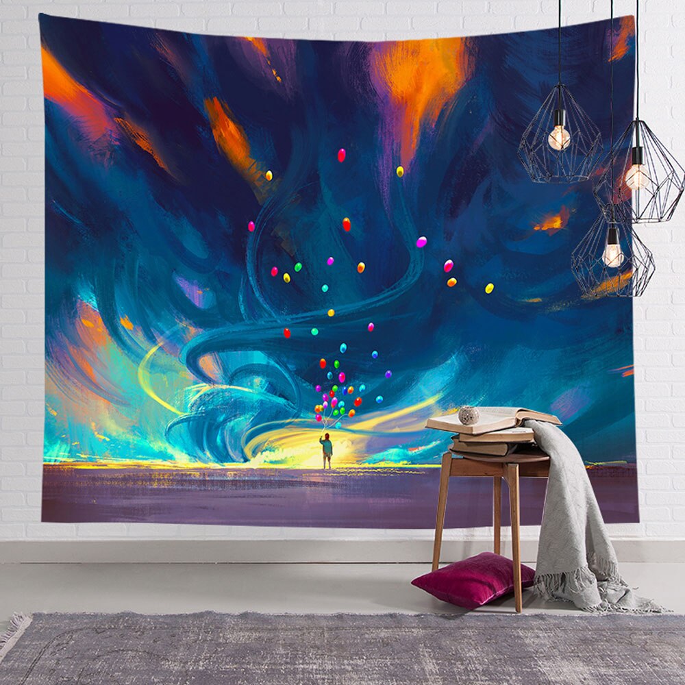 Watercolor Starry Landscape Tapestry Wall Hanging ... – Vicedeal