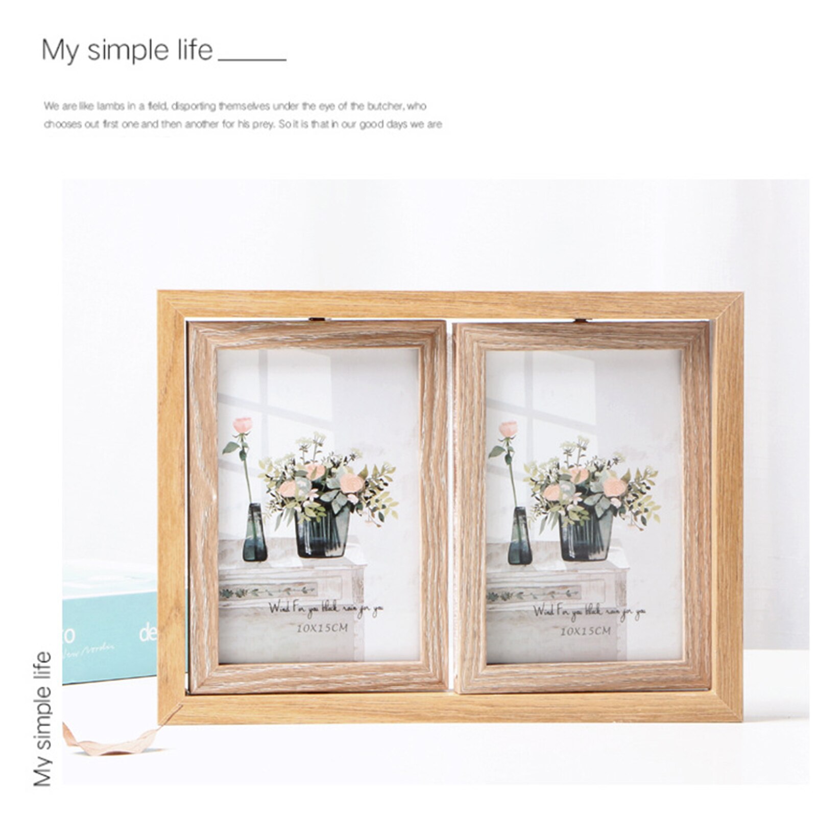 6/7 inch Rotating Photo Frame Wooden 3 Frame Nordi... – Grandado