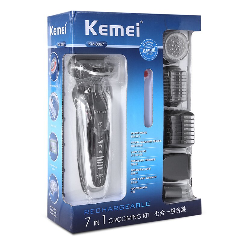 Kemei Rechargeable Electric Shaver Triple Blade Fl... – Grandado