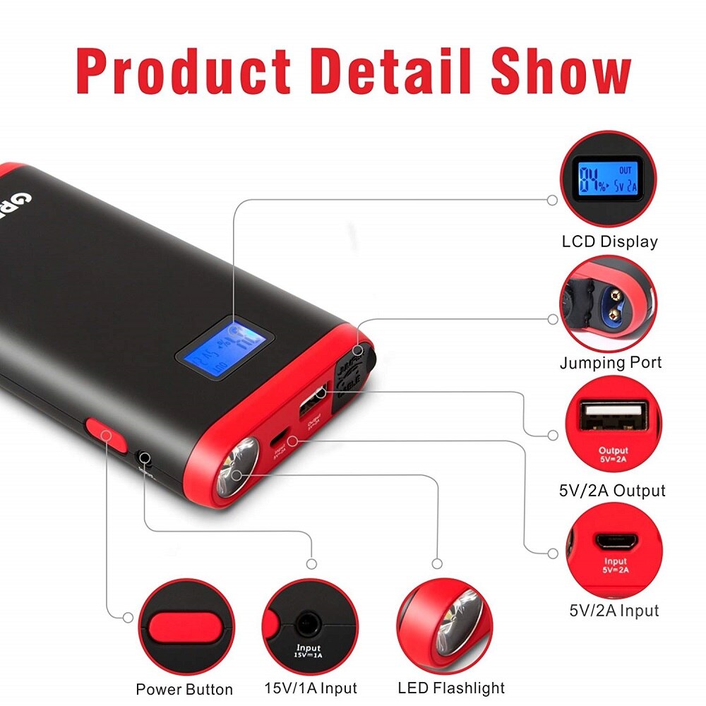 Car Starter Power Bank 500A Car Jump Starter 12V E... – Grandado