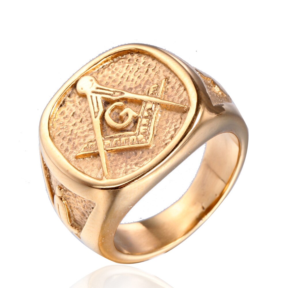 Vintage Freemason Ring Men Gold Silver Color Stain... – Grandado