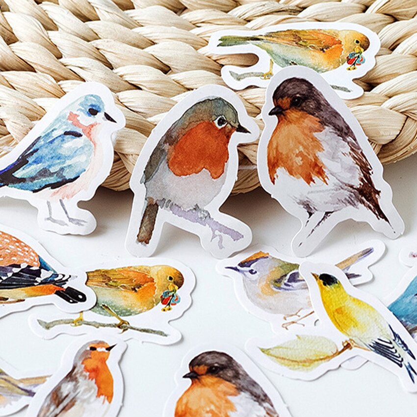 46pcs/lot Cute Robin bird adhesive paper sticker d... – Grandado