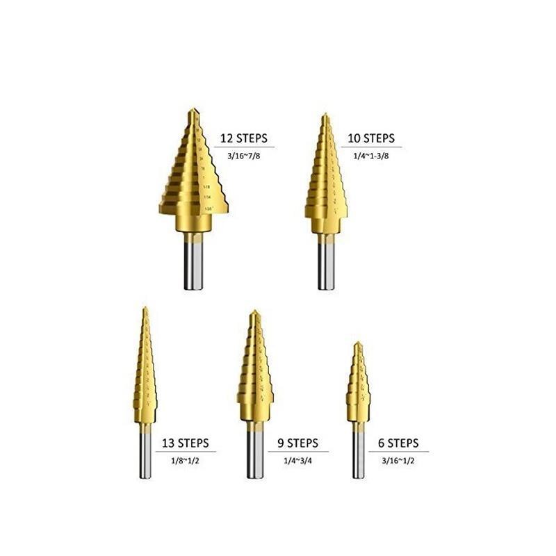 6-piece set CNC High speed steel HSS Inch step dri... – Grandado