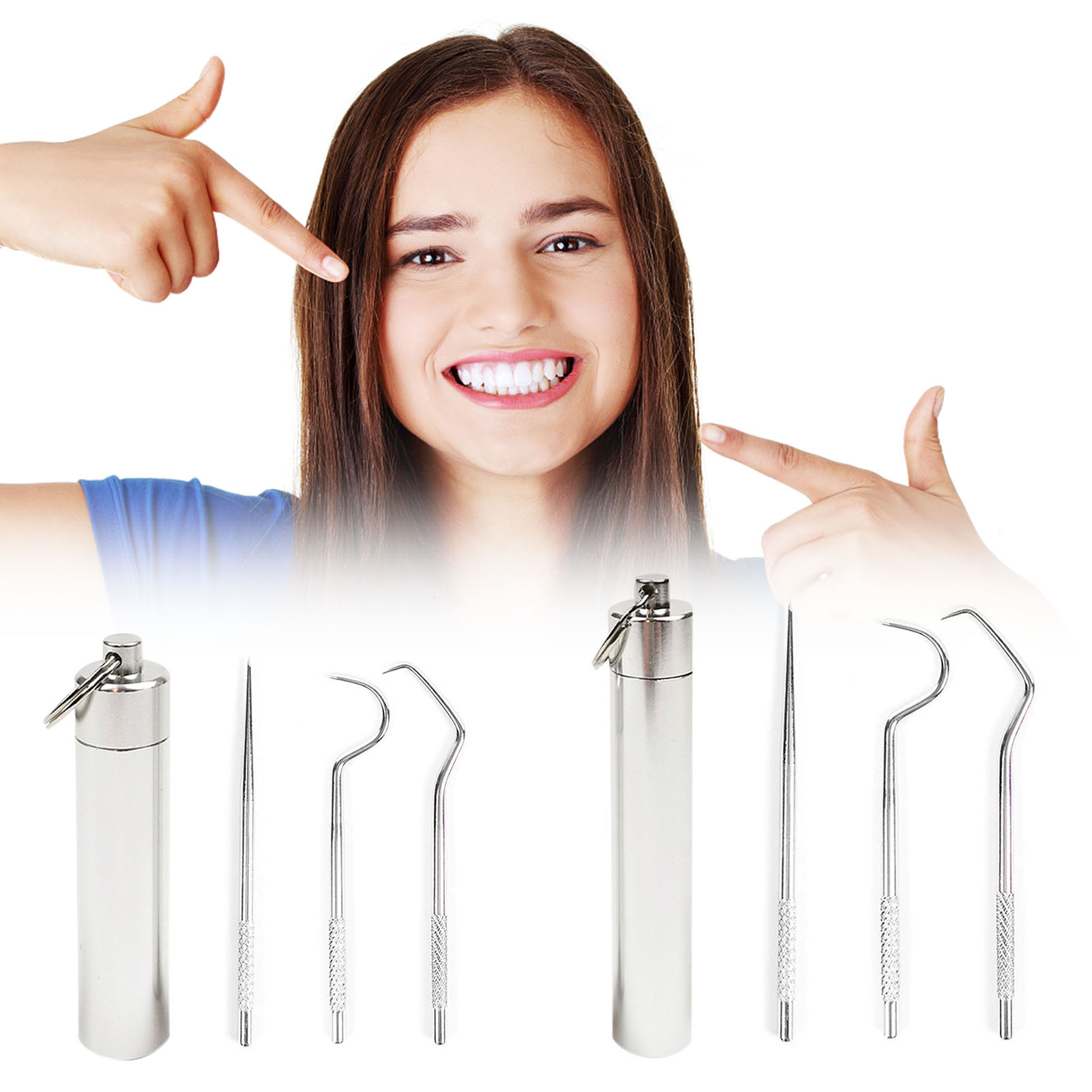 Portable Toothpicks Metal Flossing Tool Set Oral T... – Vicedeal