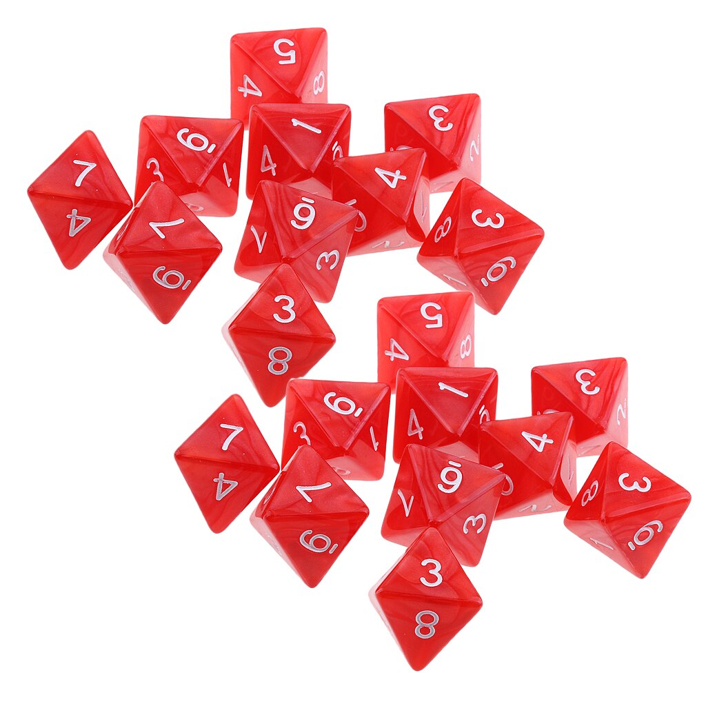 20 Pcs Polyhedral Dice 8 Faces Dice Red Game For F... – Vicedeal
