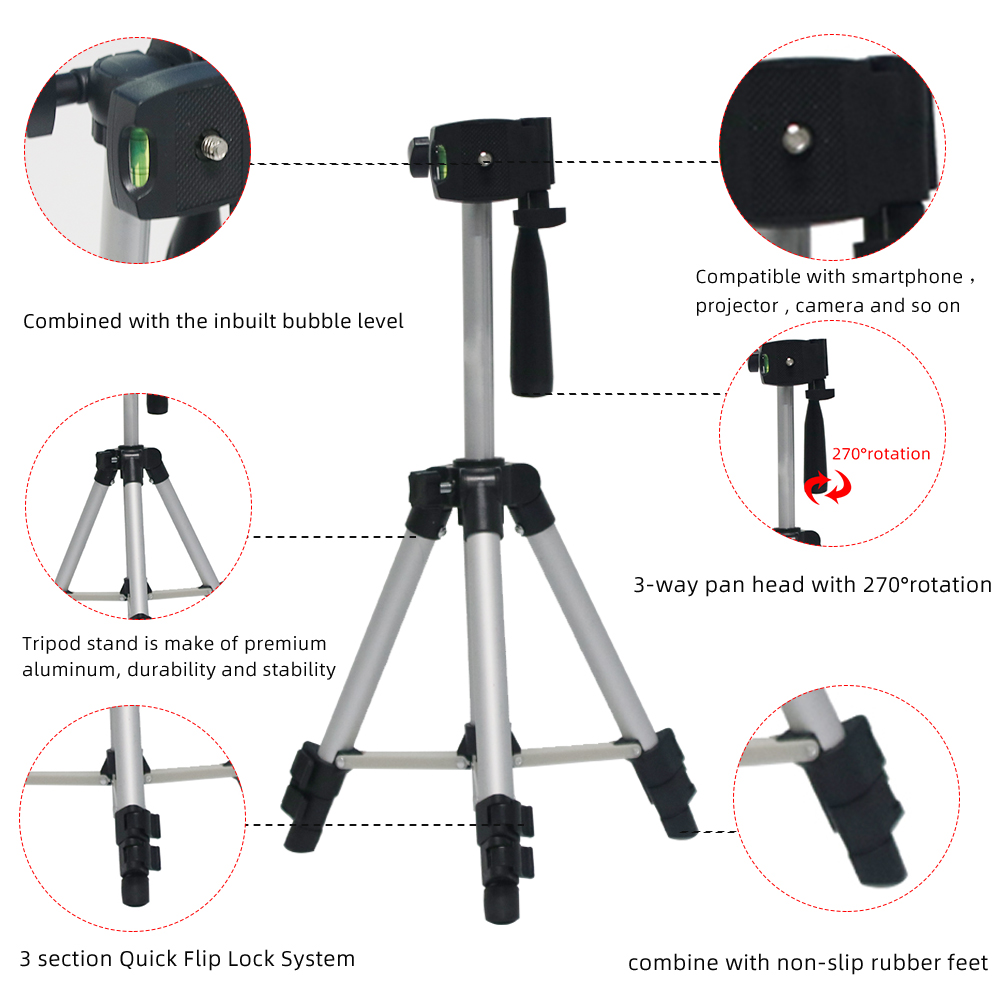 Rigal Mini Tripod 65cm 110cm Adjustable Foldable C... – Vicedeal