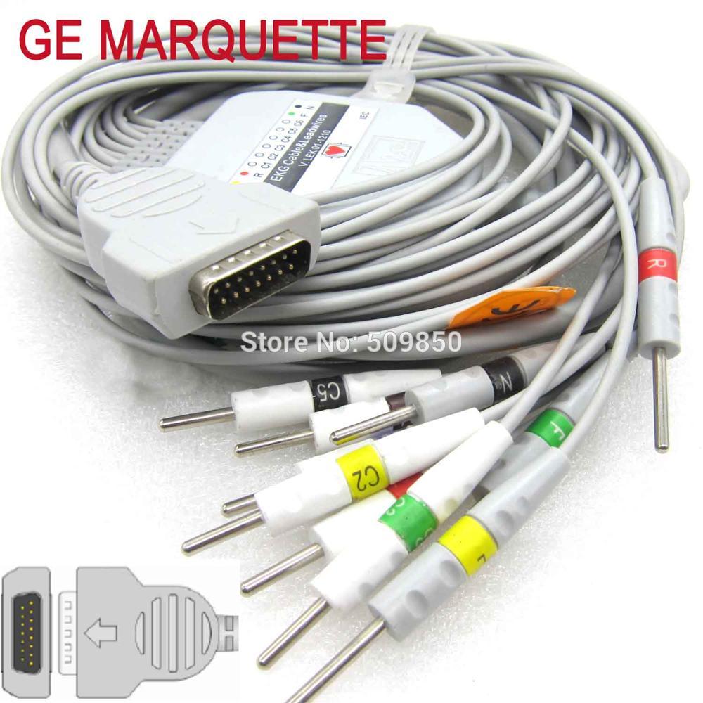GE MARQUETTE EKG cable 10 lead ecg cable Din3.0 on... – Grandado