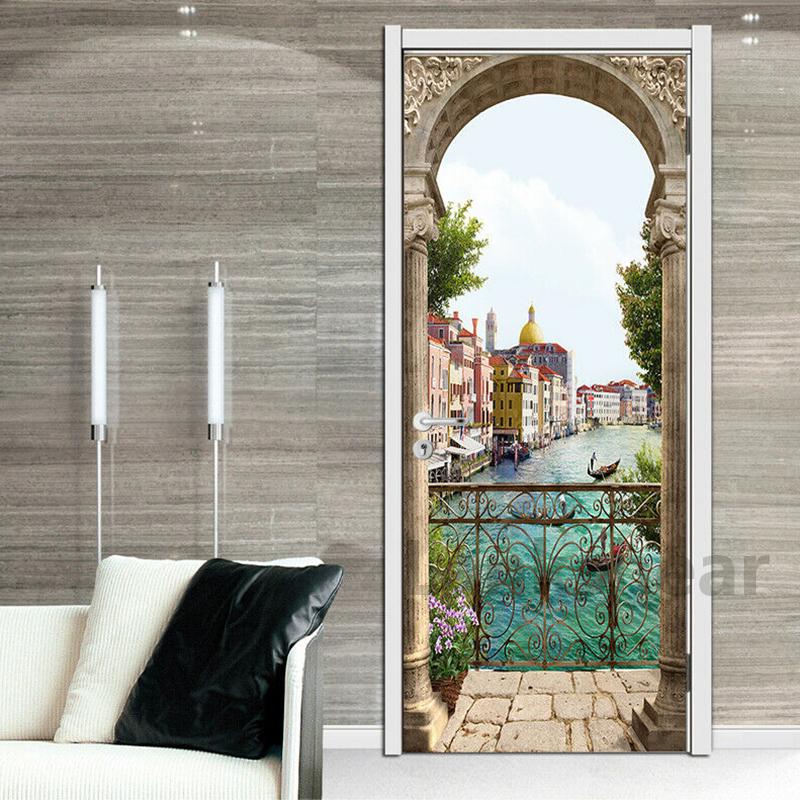 3D Deur Stickers Pvc Lijm Behang Landschap Canvas ... – Vicedeal