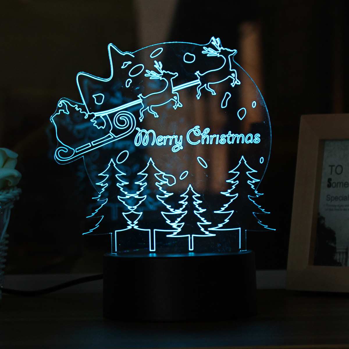 3D Night Light Color Change Merry Christmas Deer T... – Grandado