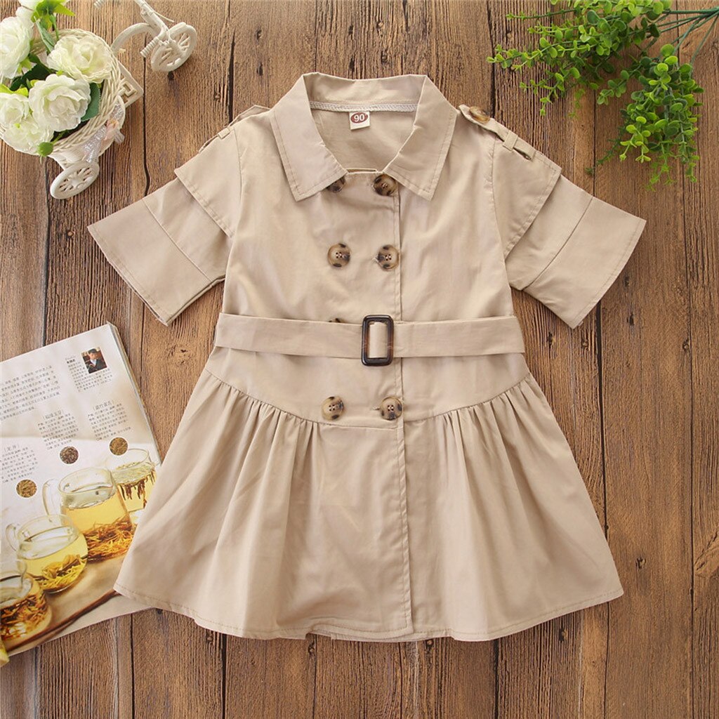 2-7T Girls Mid Sleeve Trench Coat Kids Windbreaker... – Grandado
