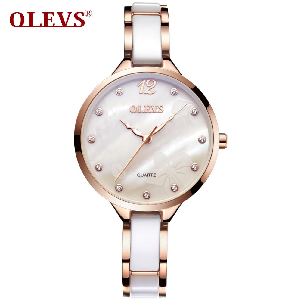 OLEVS Ceramic Watch Luxury Women Watches Quartz Ro... – Grandado