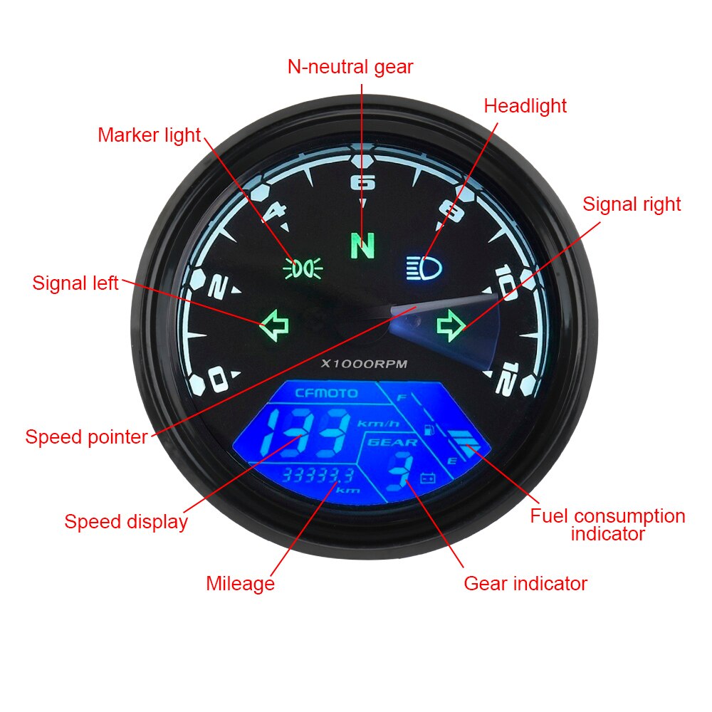 Motorrad Tacho Meter Digital Anzeige Kraftstoff Mo... – Vicedeal