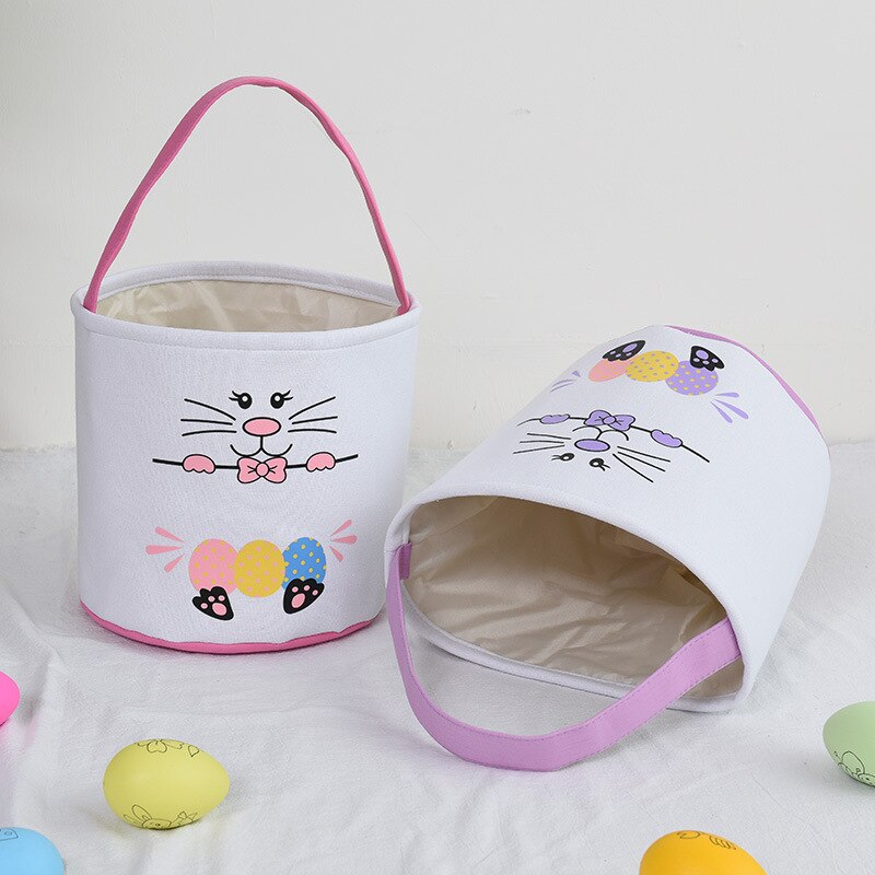 Easter Rabbit Bunny Tote Basket Footprint Egg Prin... – Vicedeal