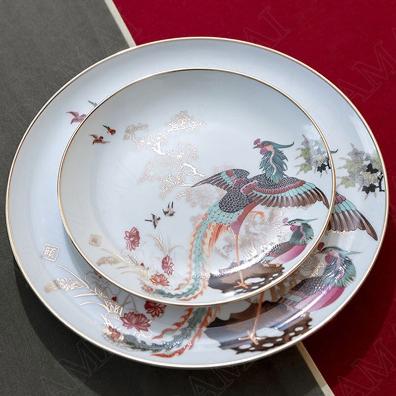 Golden Slag Keramiek Plaat Chinese Stijl Eettafel ... – Grandado