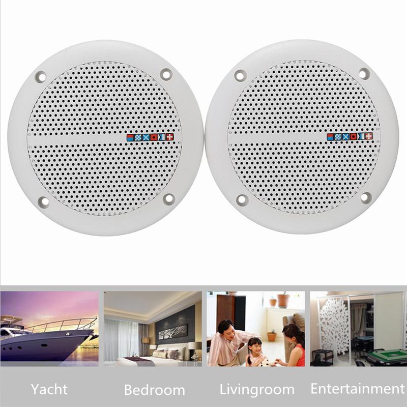 1 Pair Waterproof 25W Full Range Marine Boat Ceiling Wall Speakers Lawn ...