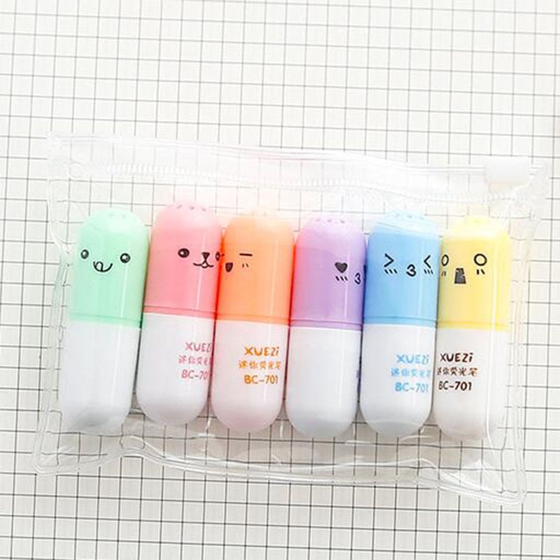 1 set / lot , Cute Capsule Highlighter , Six Color... – Grandado